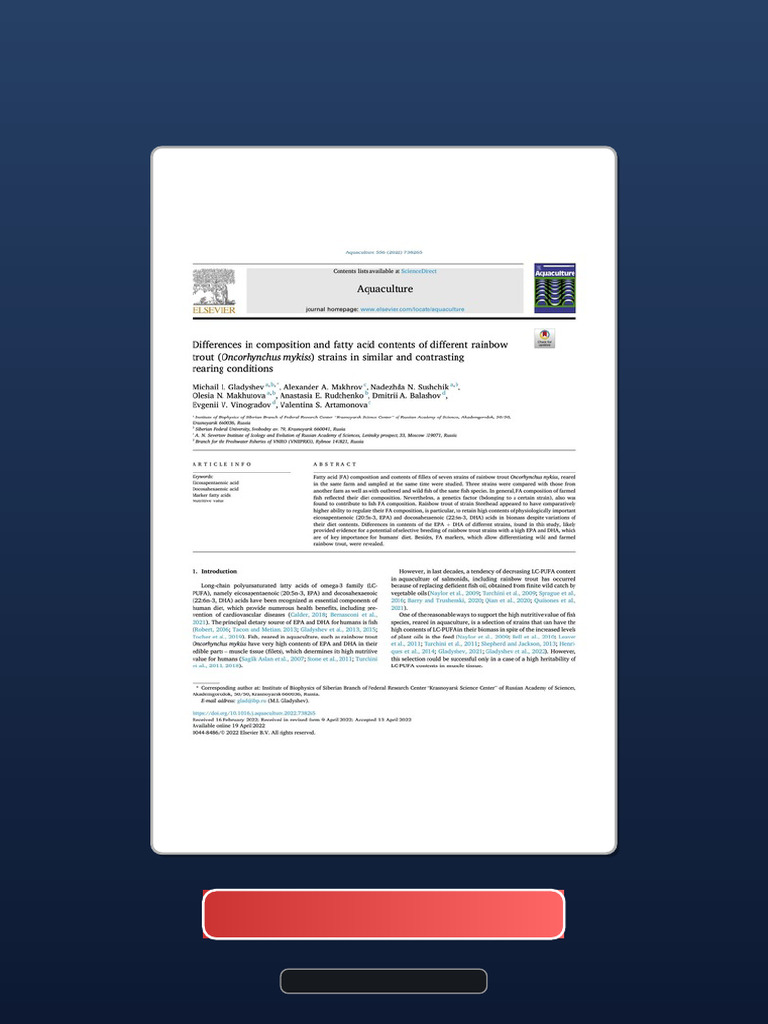 Get Differences in Composition and Fatty Acid Contents of Different Rainbow Trout Oncorhynchus ...