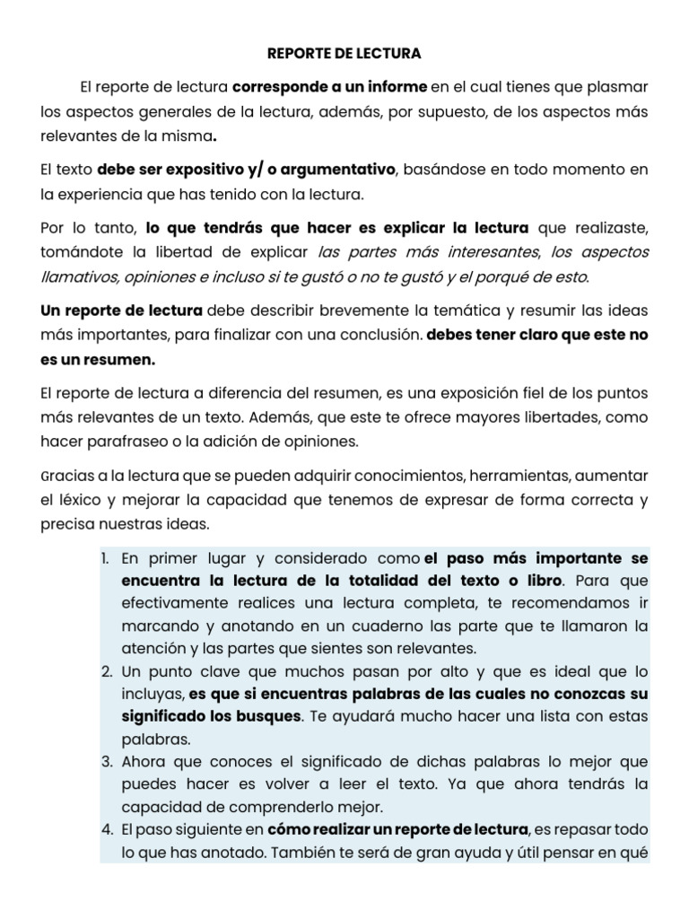 Reporte de Lectura | PDF | Libros | Autor
