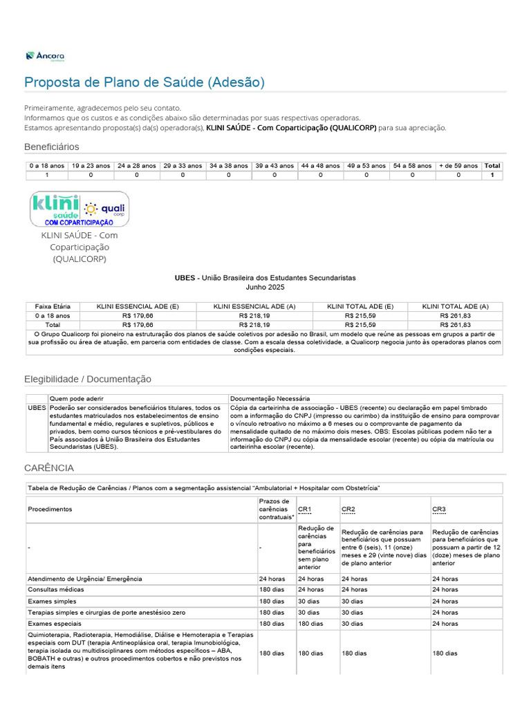 Proposta de Plano de Saúde (Adesão) - Simulador Online | PDF | Especialidades médicas | Remédio