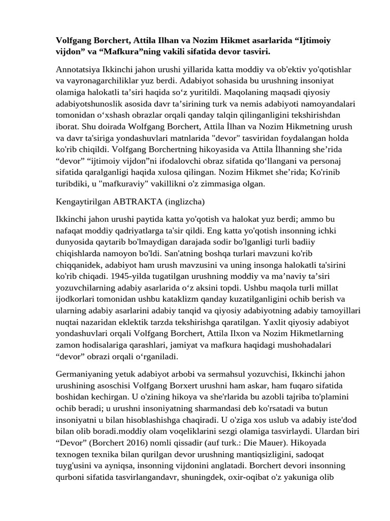 Turkcha Maqola Tarjimasi 3 | PDF