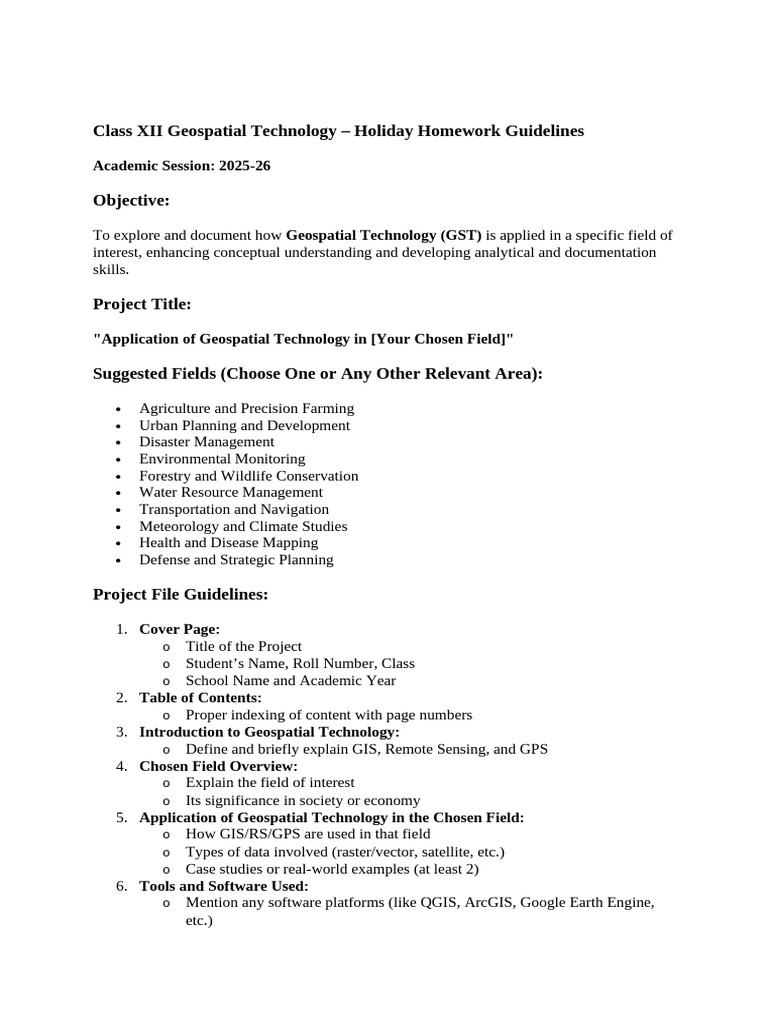 Class XII Geospatial Technology HHW | PDF | Geographic Information System