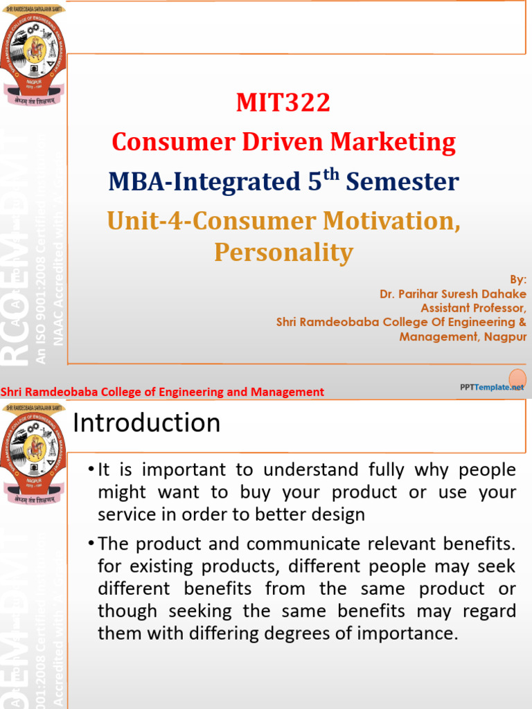 Unit-4-MIT322-Consumer Driven Marketing - Pptcufig | PDF | Personality ...