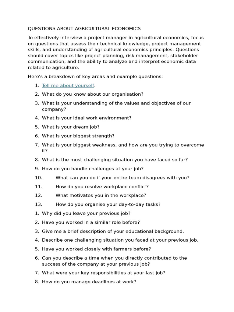 Questions About Agricultural Economics | PDF | Project Management ...