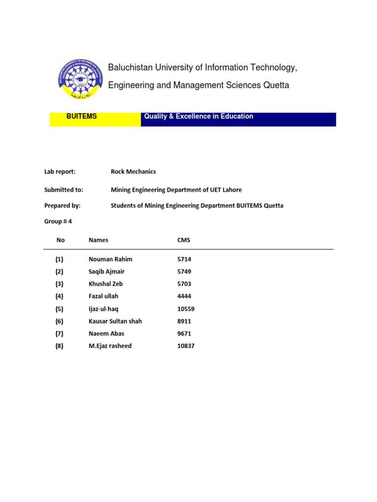Rock Mechanics Lab Report Overview | PDF | Strength Of Materials ...
