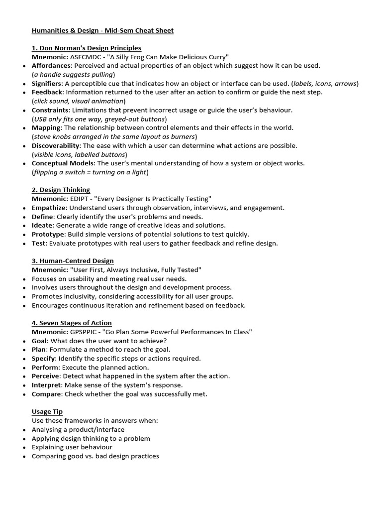 Design Thinking Cheat Sheet Guide | PDF | Perception | Design Thinking