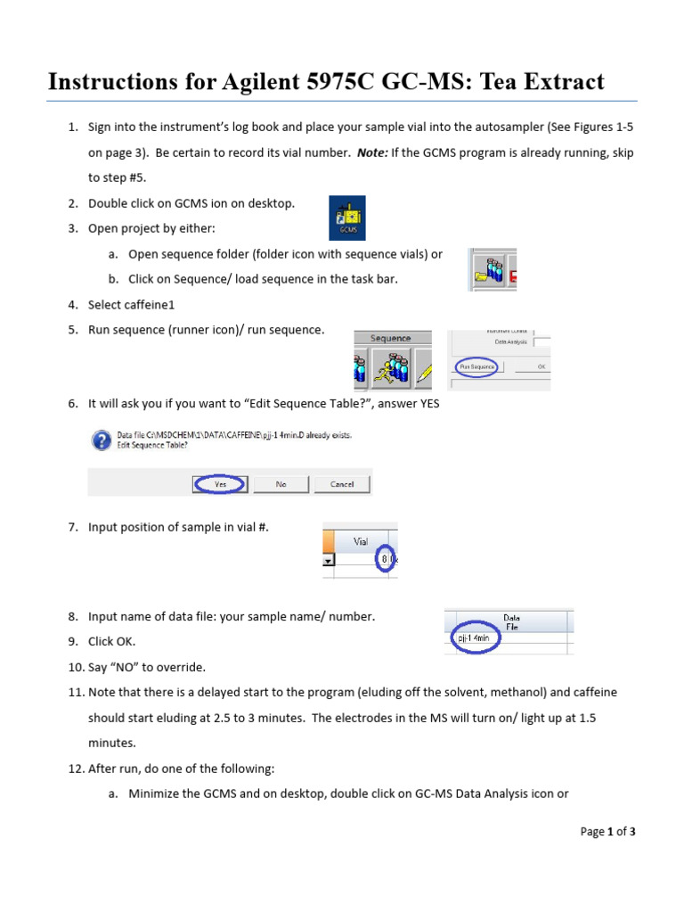 GC MS Procedure For Caffeine Rev 1-2012 | PDF | Gas Chromatography–Mass ...