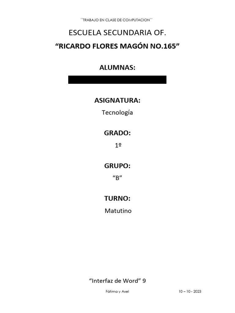 Interfaz de Word - ASIGNATURA:Tecnología | PDF