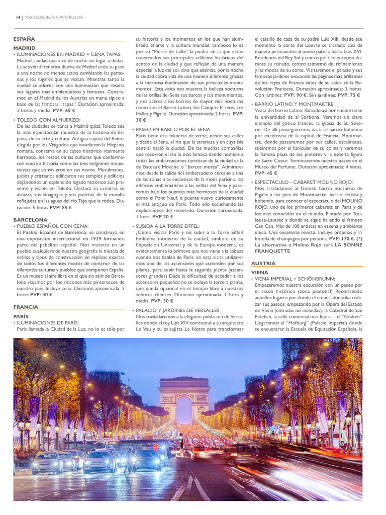 Excursiones Opcionales 2024 | PDF | París | Madrid