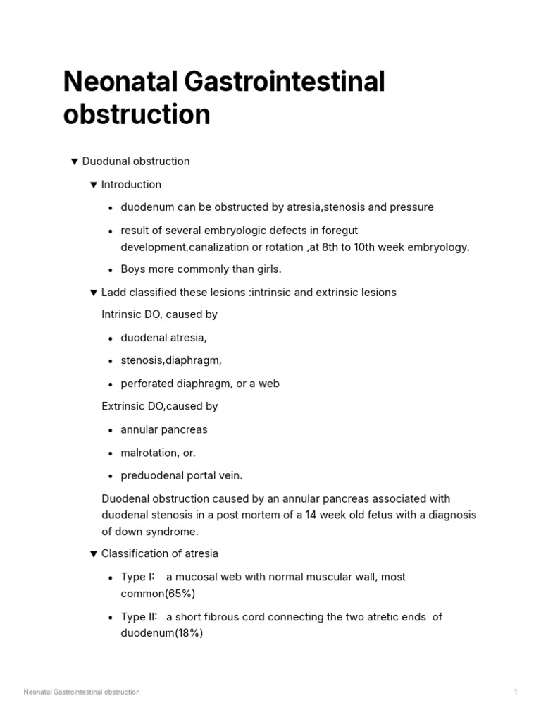 Neonatal Gastrointestinal Obstruction Guide | PDF | Digestive Diseases ...