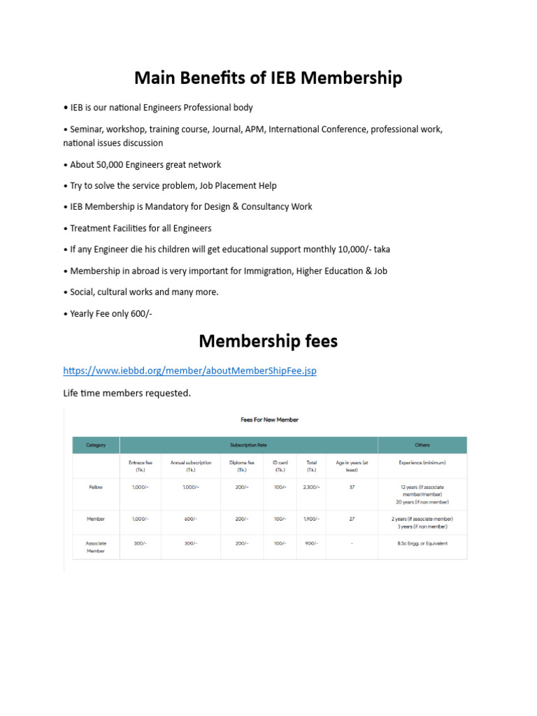 Key Benefits of IEB Membership | PDF