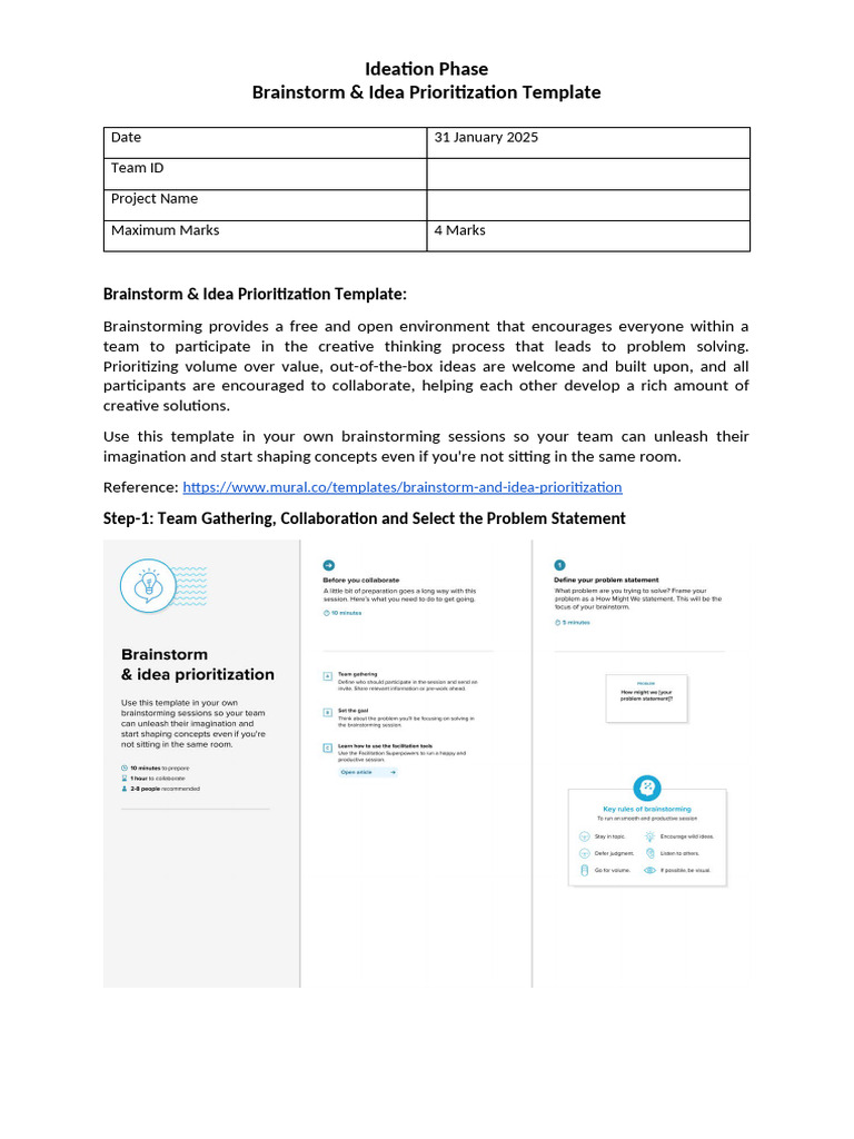 Brainstorming - Idea Generation - Prioritizaation Template | PDF