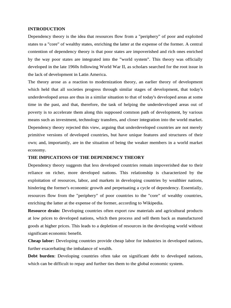 Seemony Dependency Theory | PDF | World Economy | Economic Development