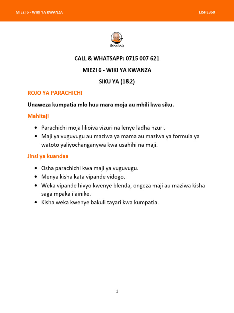 Toto Class 01 Ratiba Na Masomo | PDF