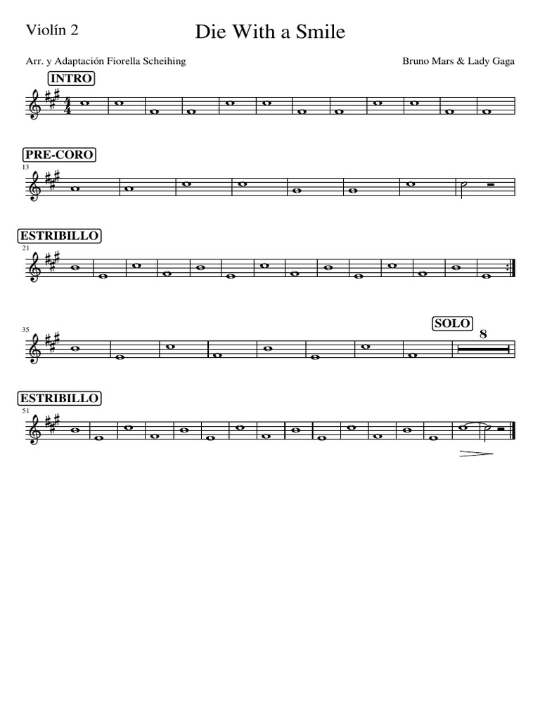 Die With A Smile-Violín 2 | PDF