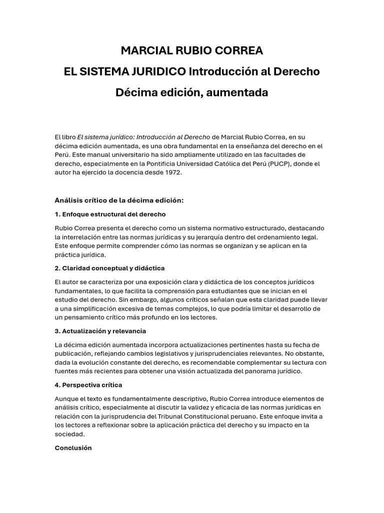 Marcial Rubio Correa Comentario Critico | PDF | Constitución | Enseñando