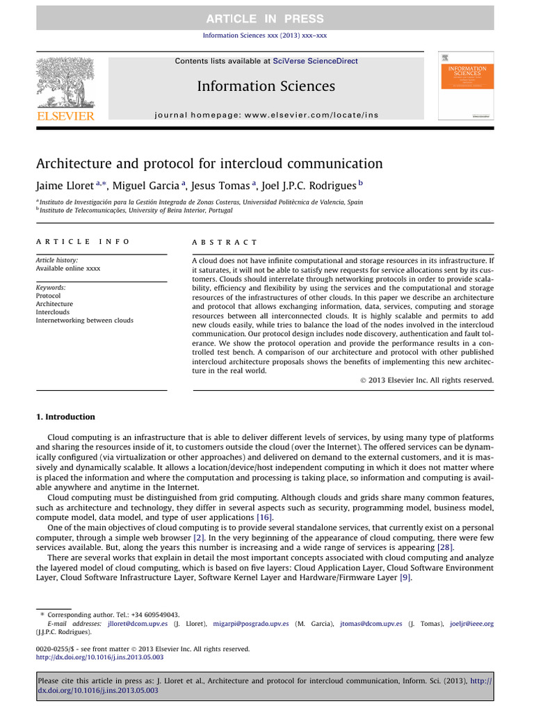 Architecture and Protocol For Intercloud Communication | PDF | Cloud ...