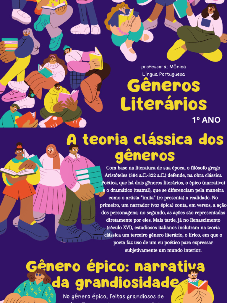 Gêneros Literários: Épico, Dramático e Lírico | PDF | Métrica (poesia ...
