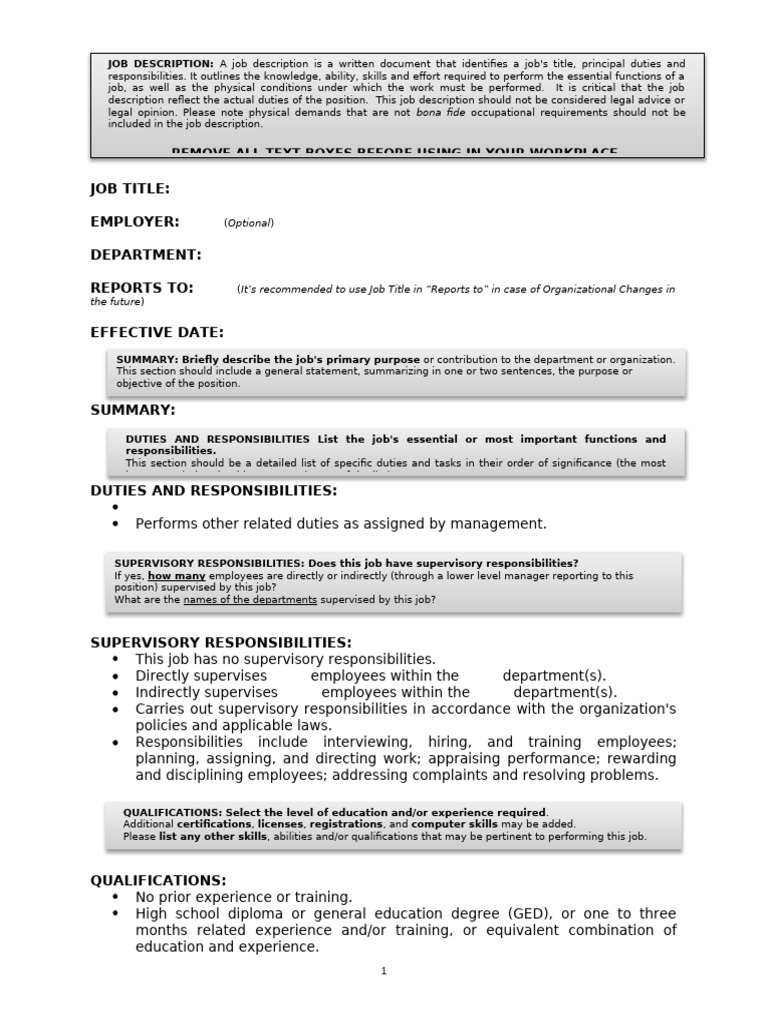 HRO - Job Description Master Template - 20180123152953232 | PDF | Goal ...
