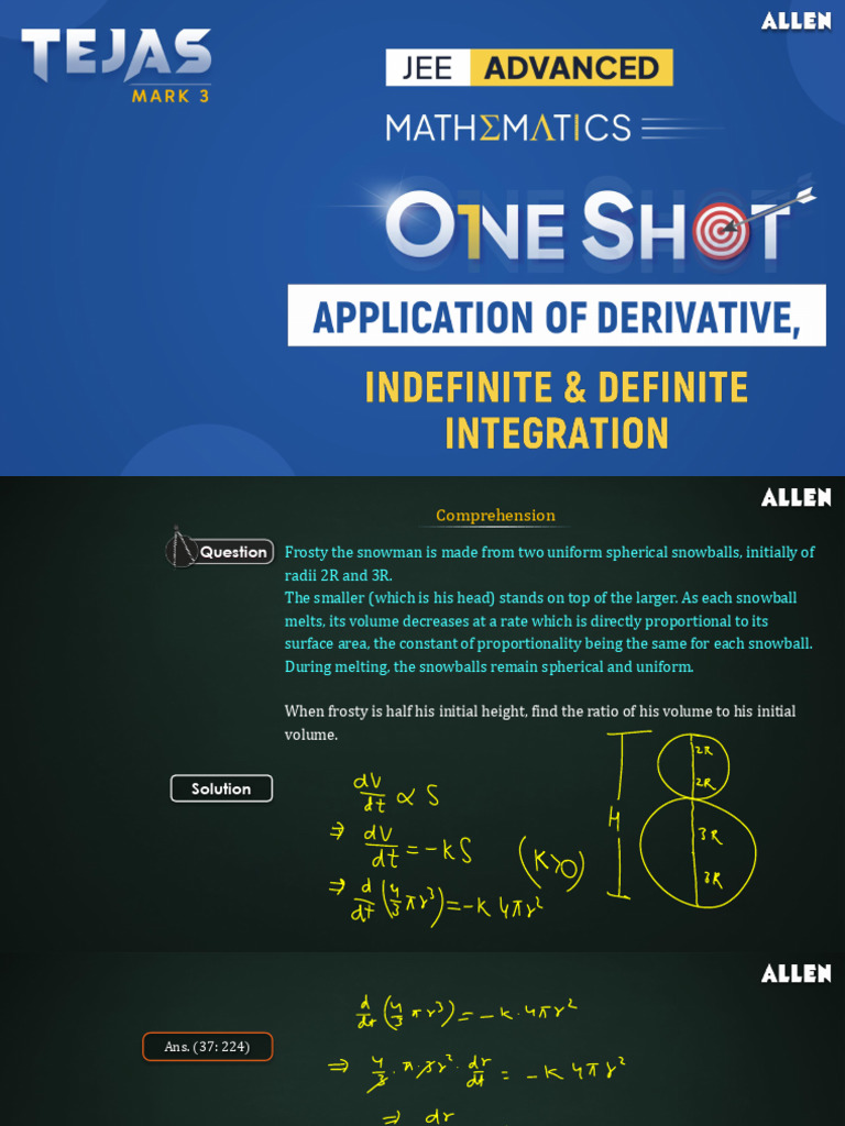 Application of Derivatives, Indefinite & Definite Integration | PDF | Function (Mathematics ...