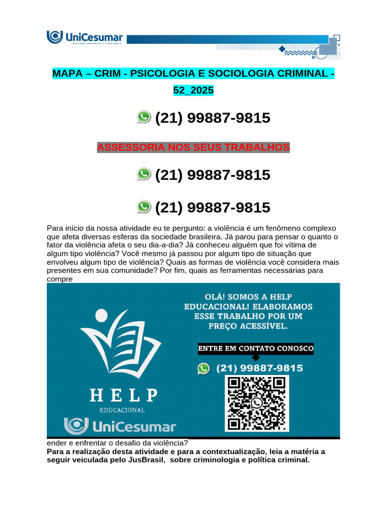 Mapa - Crim - Psicologia e Sociologia Criminal - 52 - 2025 | PDF ...