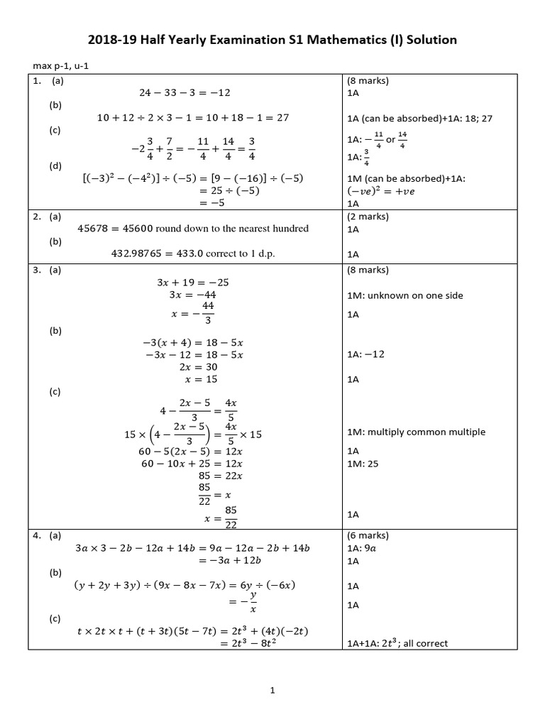 Hoi Ping F1 2018 Mid-Year Exam (Questions) - Answers | PDF | Chess ...