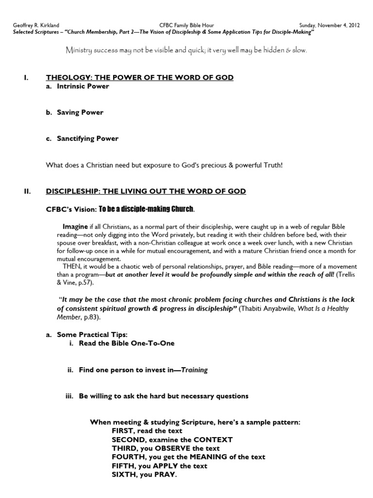 Selected Scriptures - Church Membership, Part 2 - The Vision of ...