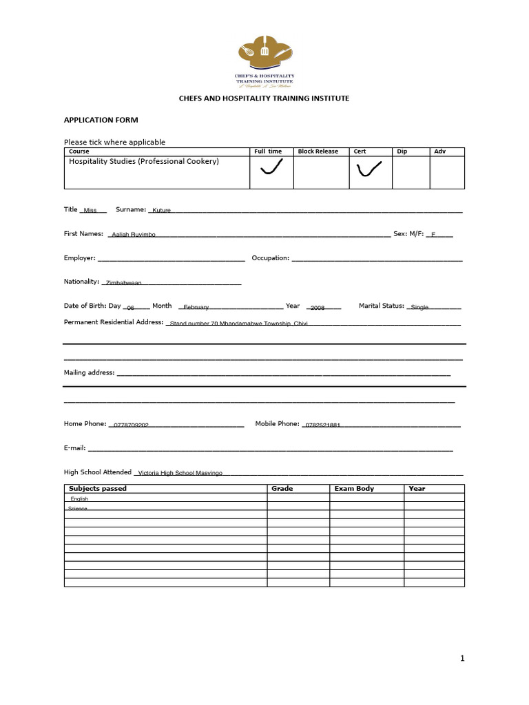 Student Application Form | PDF