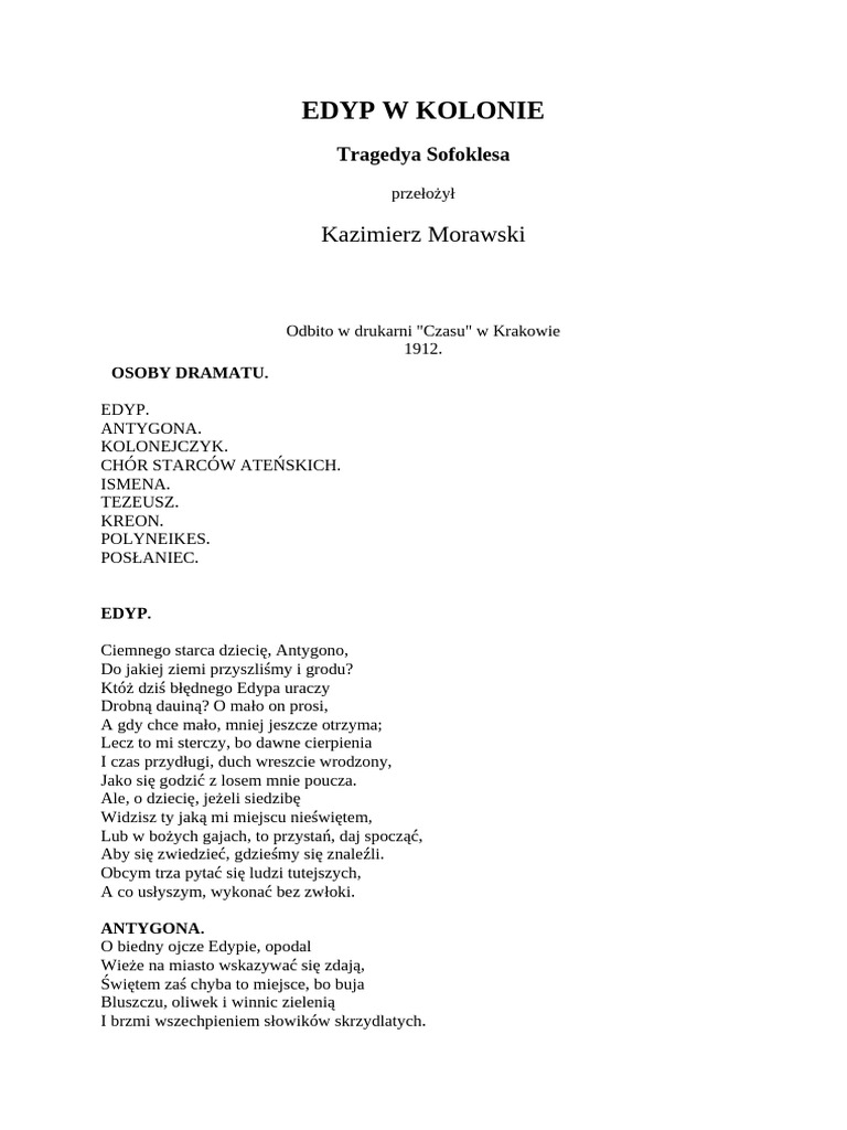 Sofokles - Edyp W Kolonie | PDF