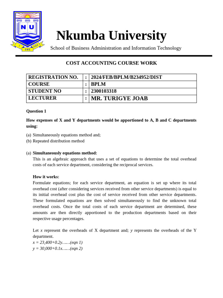 Cost Accounting - CW - 014918 | PDF | Cost Accounting | Inventory