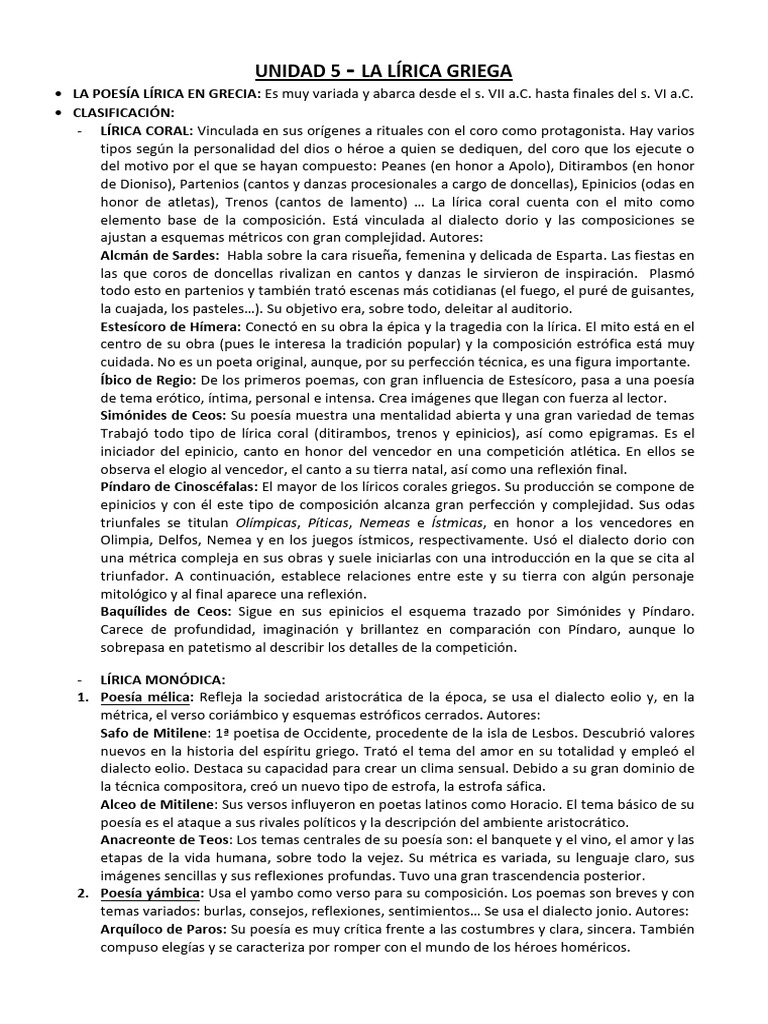 Alonso Rubio - Unidad 5 La Lírica | PDF | Poesía | Poesía lírica