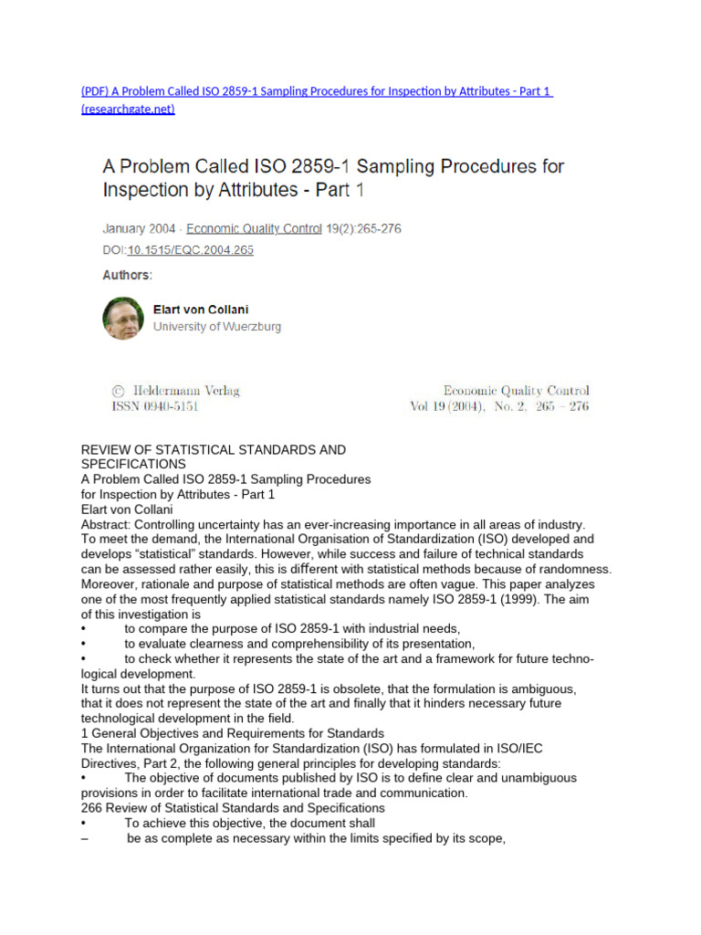 Iso 2859-1 | PDF | Risk | Statistics