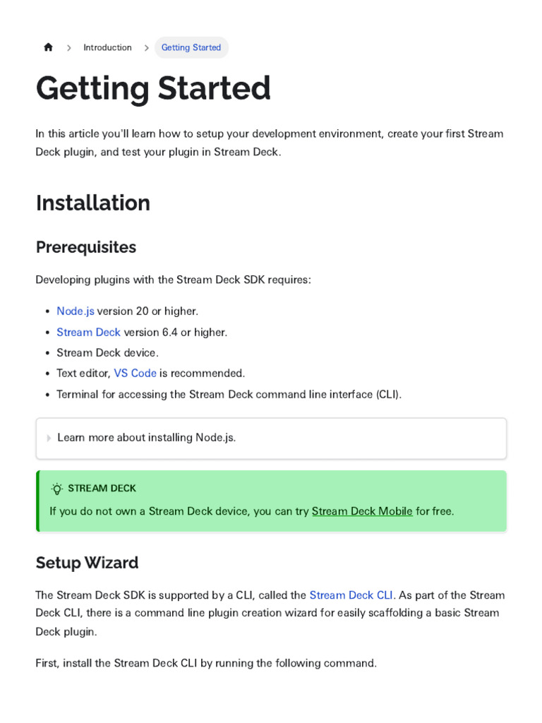 01 Getting Started - Stream Deck SDK | PDF