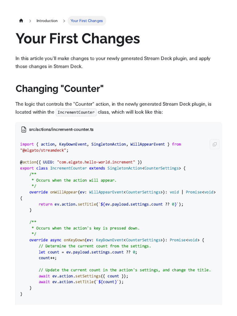 02 Your First Changes - Stream Deck SDK | PDF