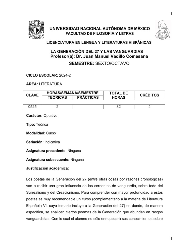 Vadillo 2. Optativa Libre - Seminario de Investigación - Literatura | PDF | Federico García ...