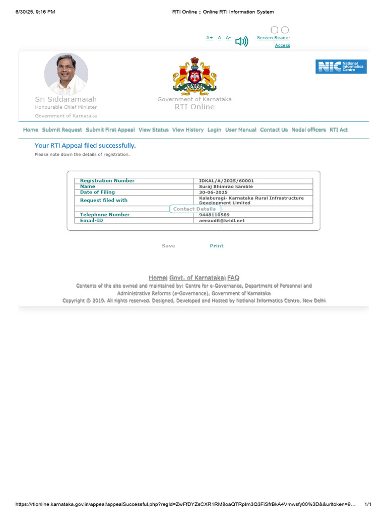 RTI First Appeal Process in Karnataka | PDF