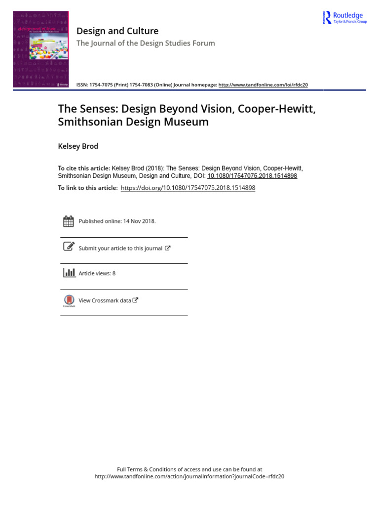 The Senses Design Beyond Vision Cooper Hewitt Smithsonian Design Museum ...