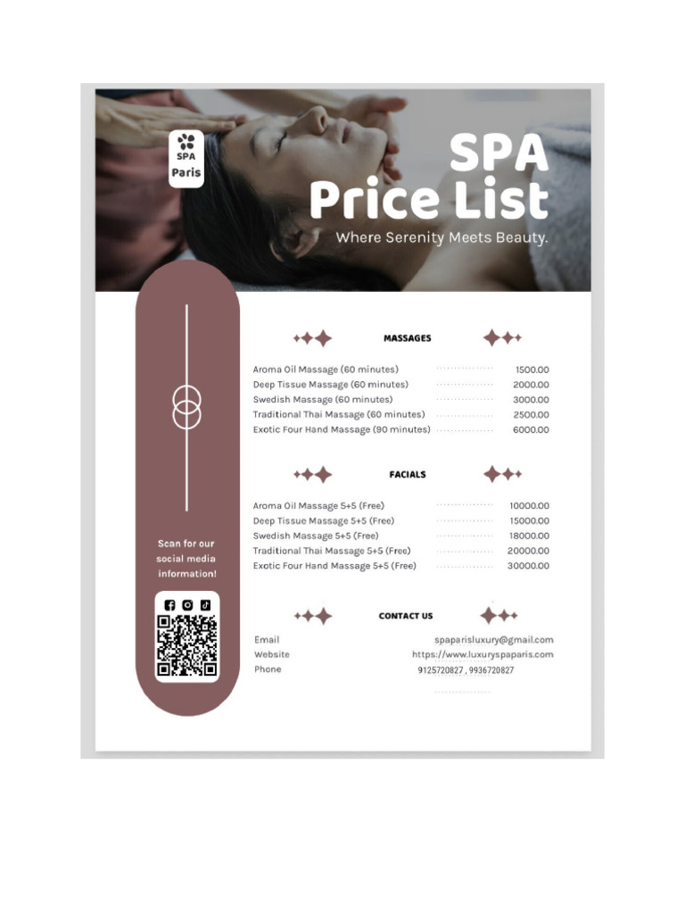 Spa Paris Rate Card | PDF