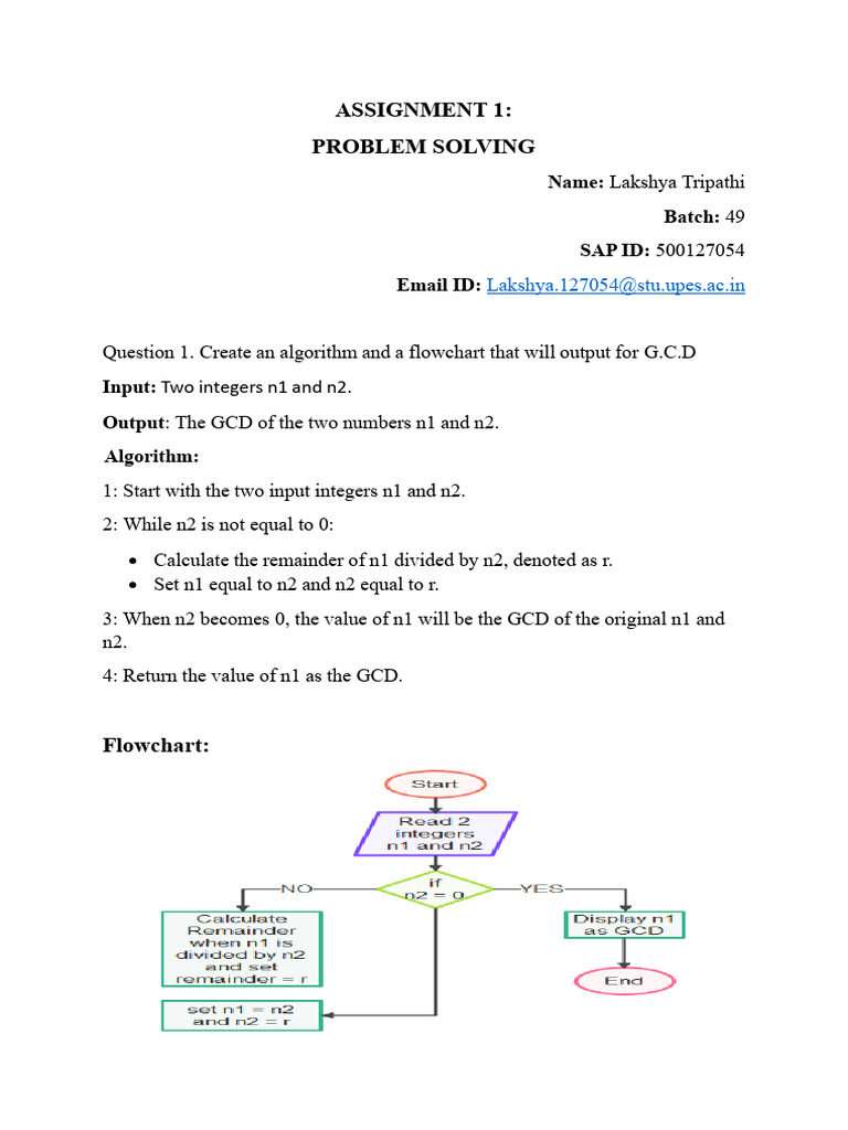 Problem Solving Assignment 1 PDF | PDF | Algorithms | Computer Science