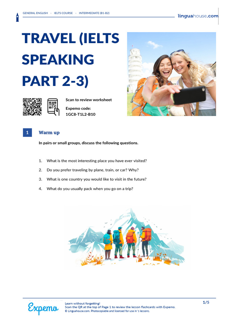 Travel Ielts Speaking Part 2 3 British English Teacher B1 B2 | PDF ...