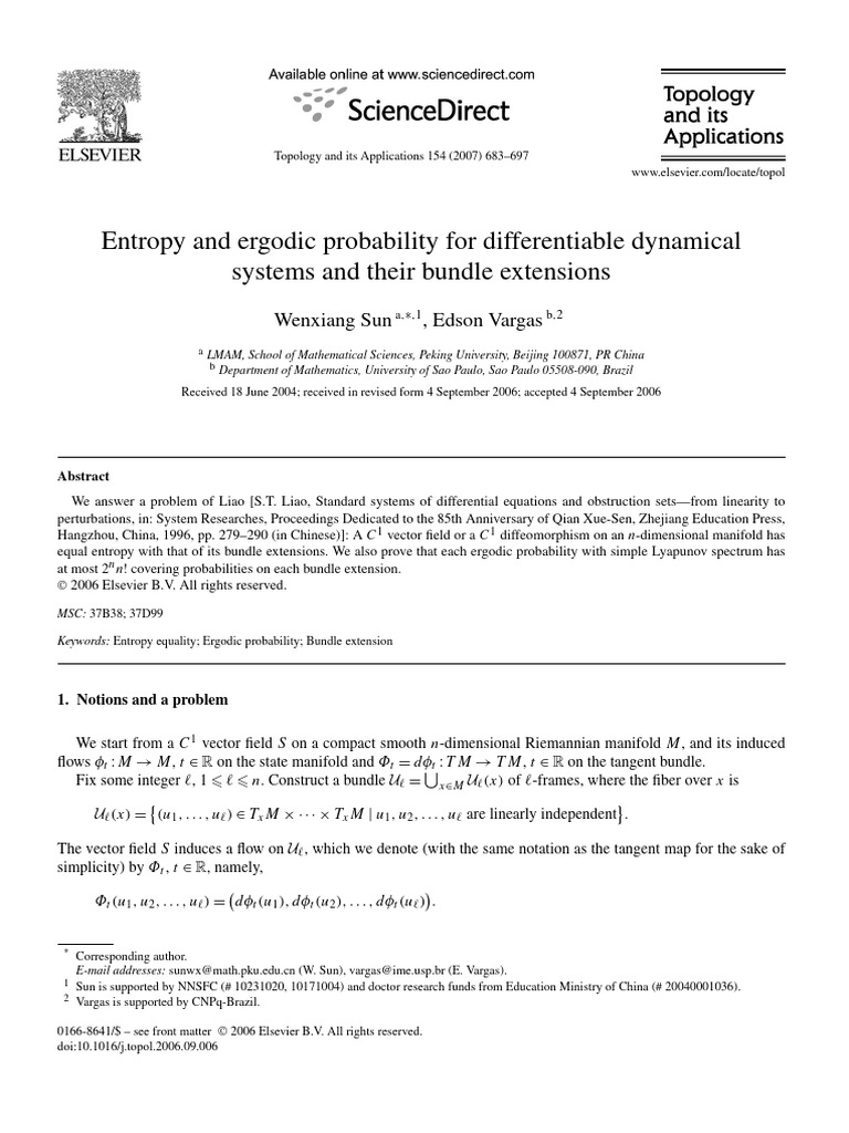 Entropy and Ergodic Probability For Differentiable Dynamical Systems ...
