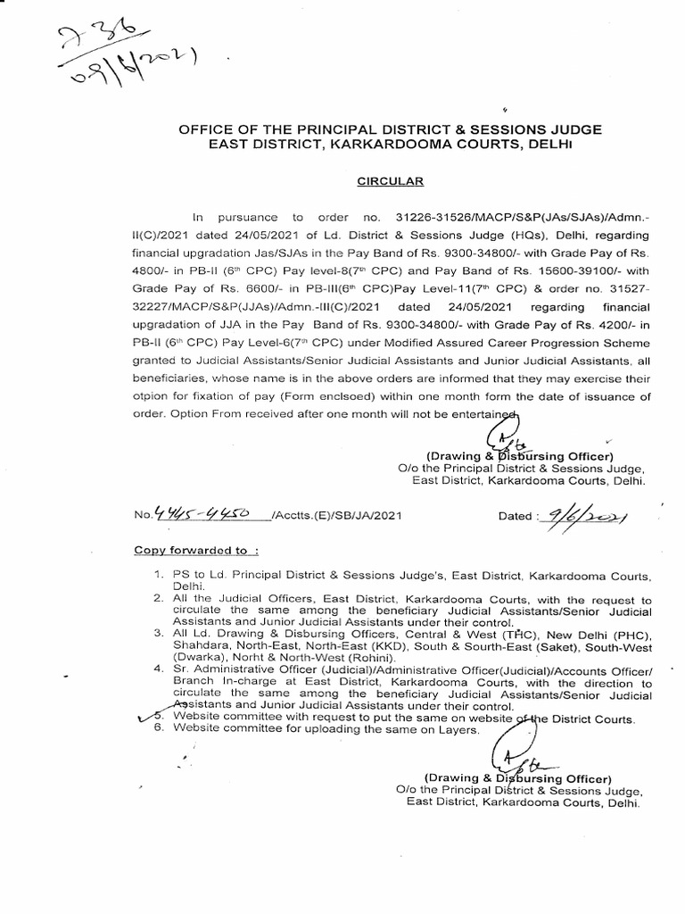 Circular Regarding Financial Upgradation Jas and SJAs | PDF