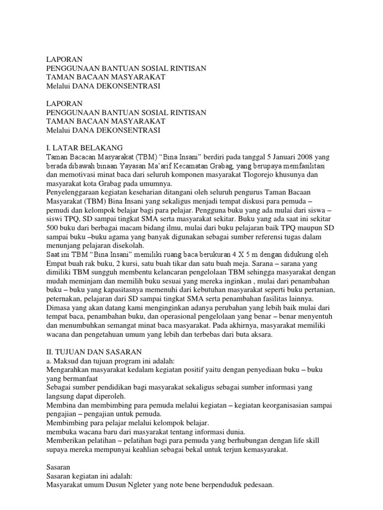 Contoh Laporan TBM | PDF