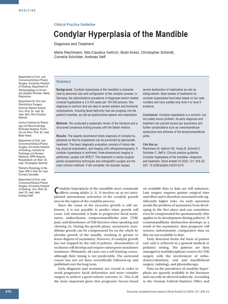 6, Condylar Hyperplasia of The Mandible | PDF | Medical Imaging | Oral ...