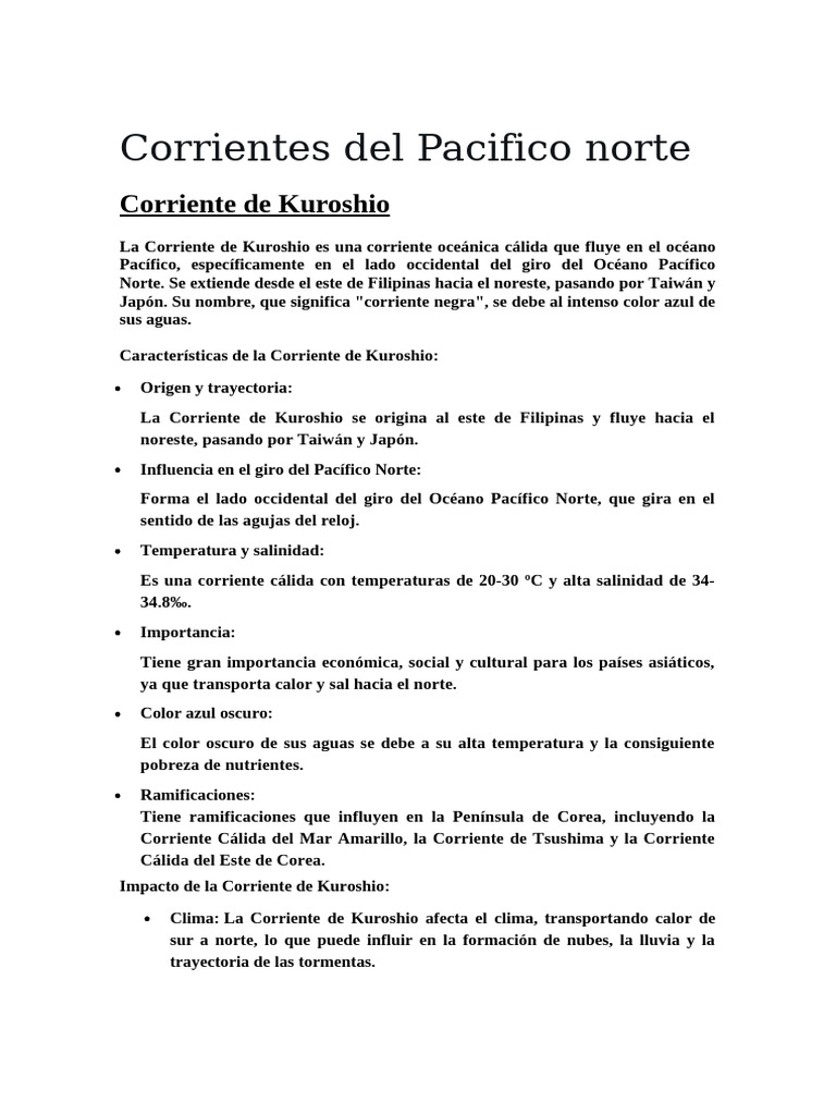 Corrientes del Pacífico Norte | PDF | océano Pacífico | Clima