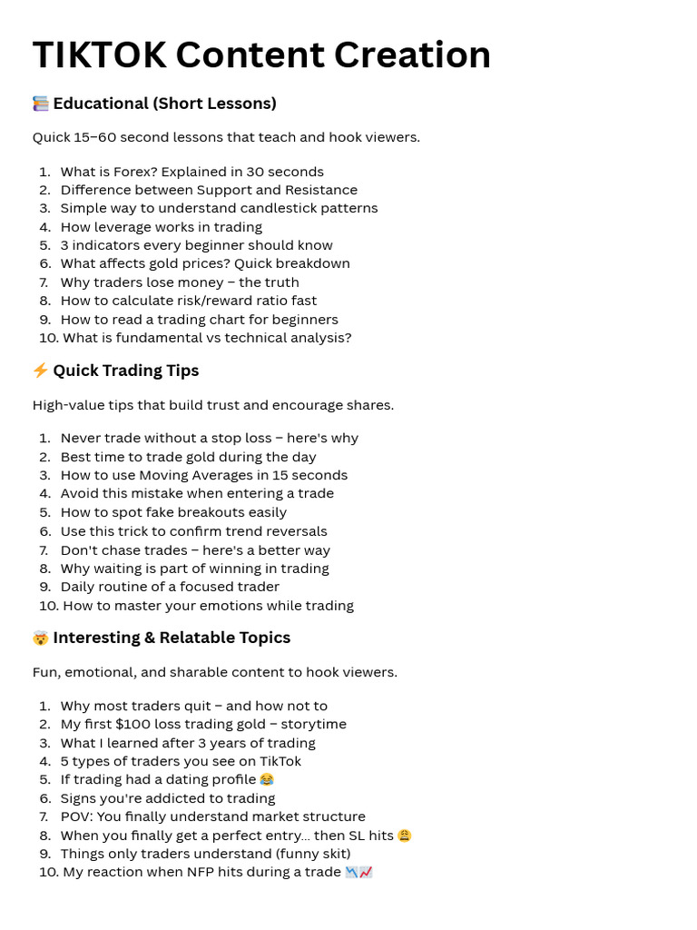 TIKTOK Content Creation | PDF