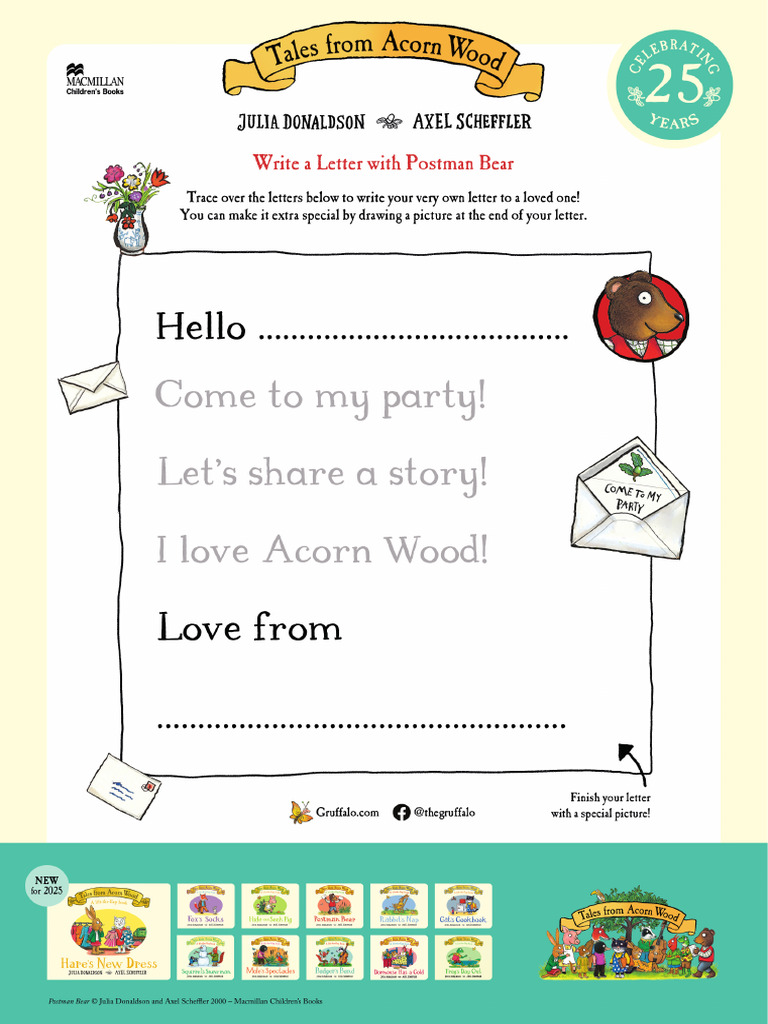 DIGITAL - Postman Bear Card - Acorn Wood Activity Sheets - 2025 | PDF