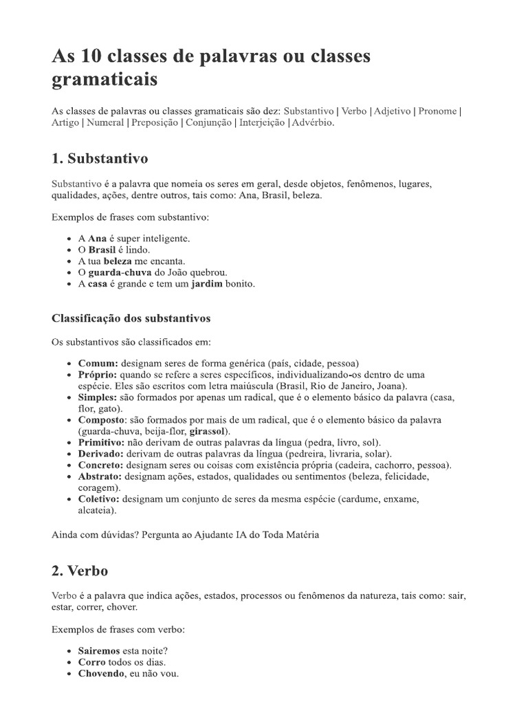Classes - Gramaticais | PDF