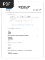 Class 8 Entrance Test Sample Paper 2025 | PDF