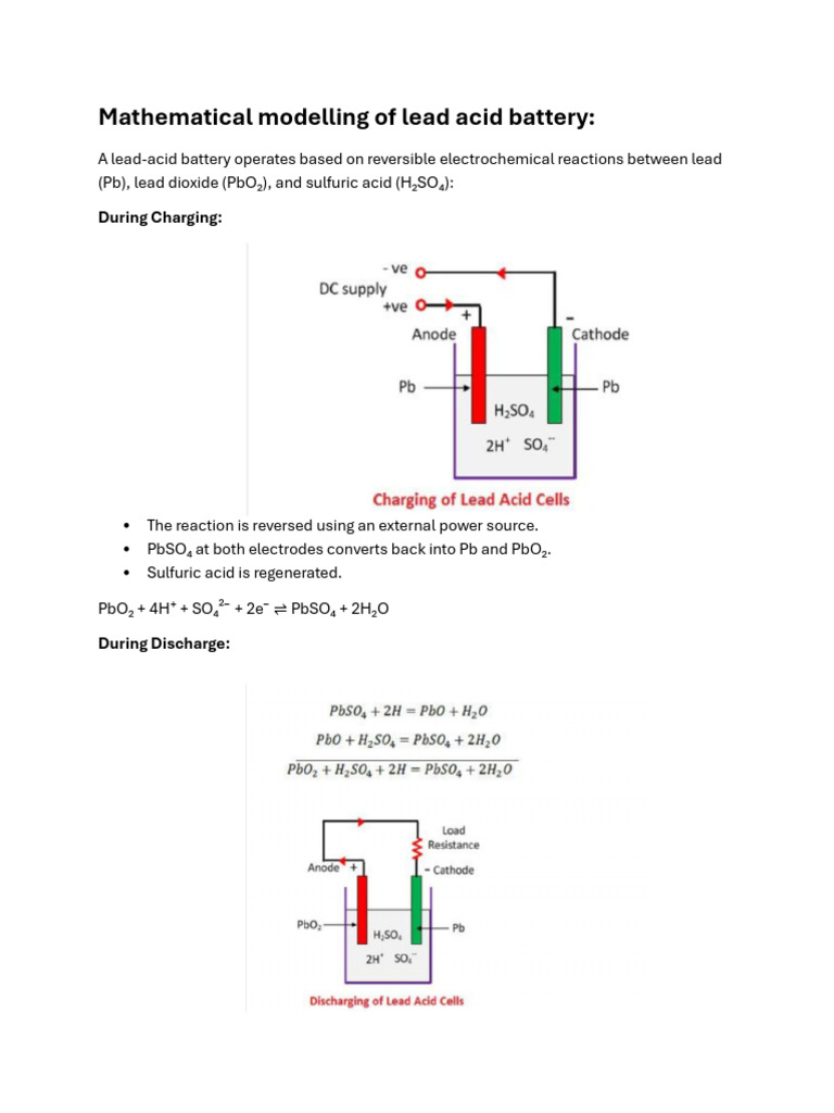 Mathematical Modelling of Lead Acid Battery | PDF