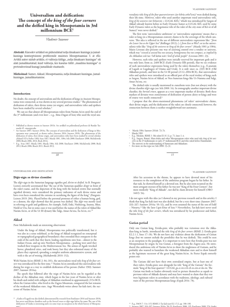 Universalism and Deification The Concept | PDF | Sumer | Ancient Near East